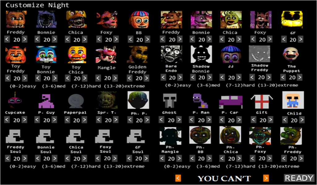 Fnaf Custom Night Template